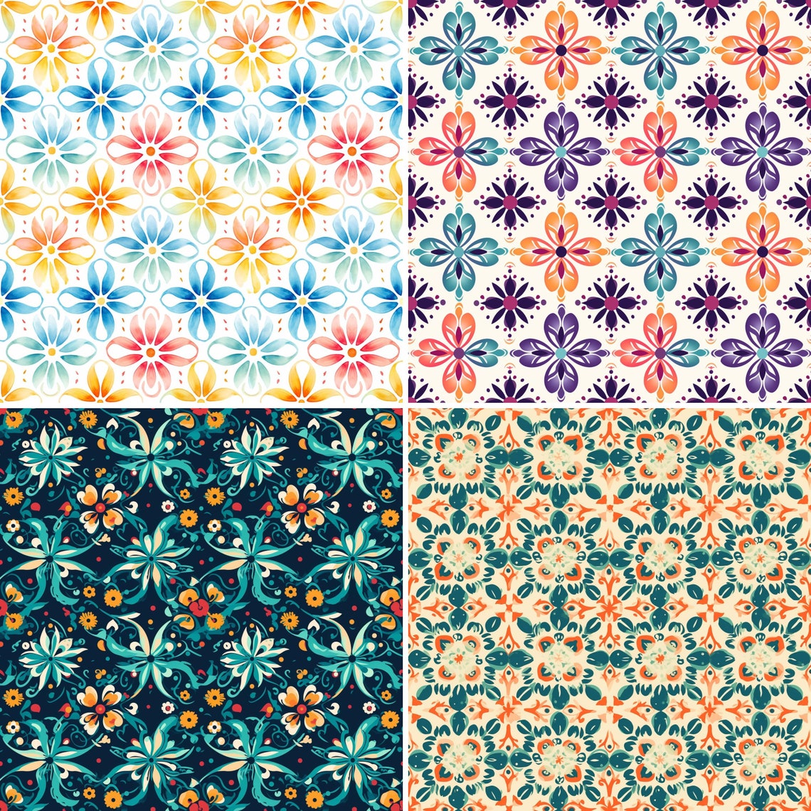 Rangoli Pattern Digital Paper: 20 Seamless Print Designs (digital ...