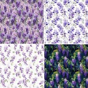 Wisteria Flower - Digital Paper - 20 Seamless Patterns for Crafts and ...