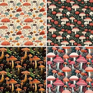 Mushroom Pattern - Digital Paper - 20 Seamless Patterns for Crafts and ...