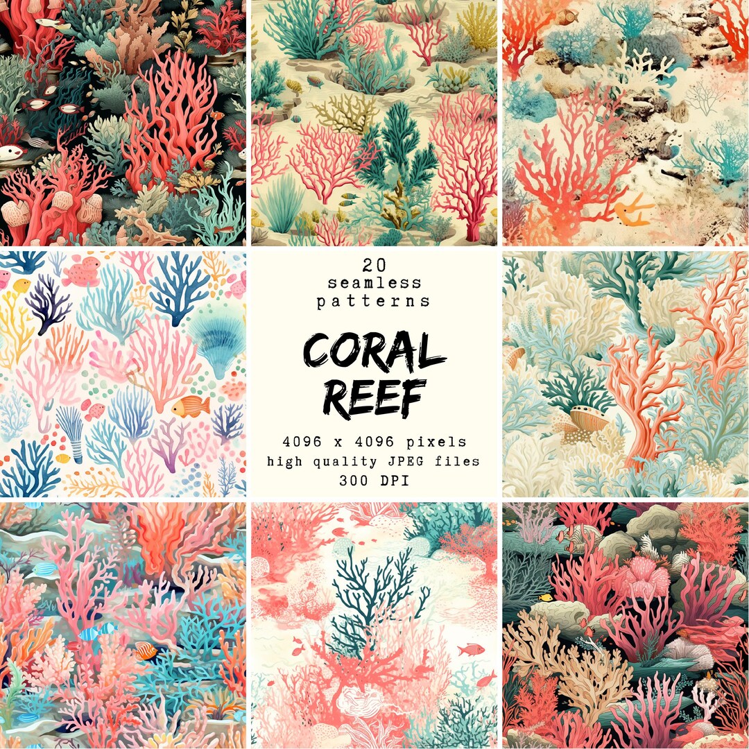 Coral Reef Digital Paper: 20 Seamless Patterns (digital Download) - Etsy