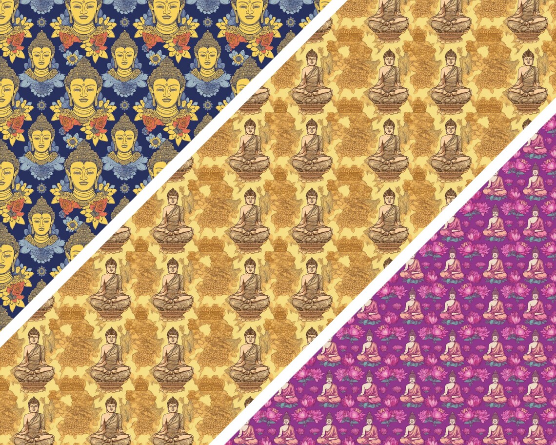 The Buddha Pattern Digital Paper Seamless Papers for Crafts - Etsy