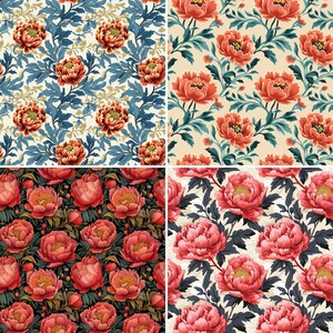 Peony Flower - Digital Paper - 20 Seamless Patterns for Crafts and ...