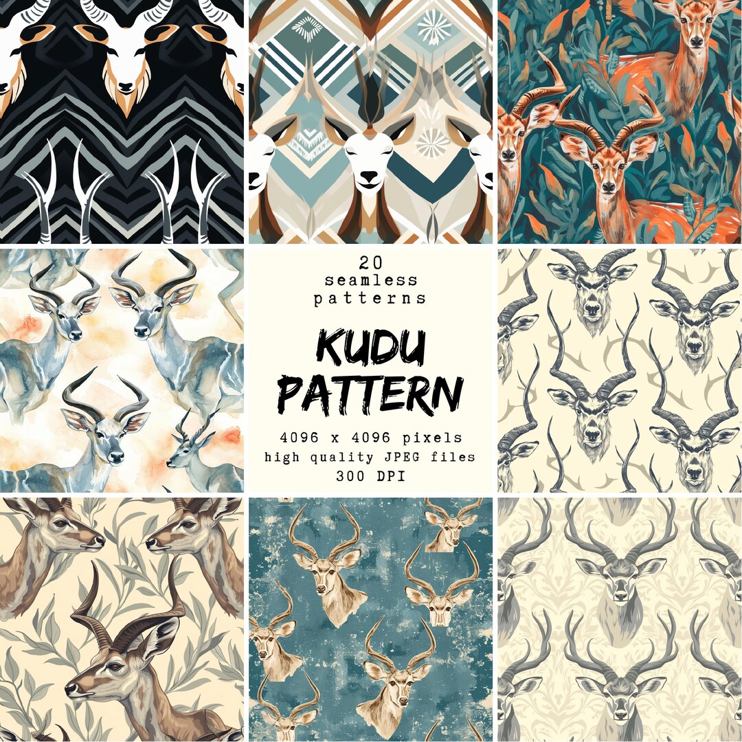 Kudu Pattern - Digital Paper - 20 Seamless Patterns for Crafts and ...