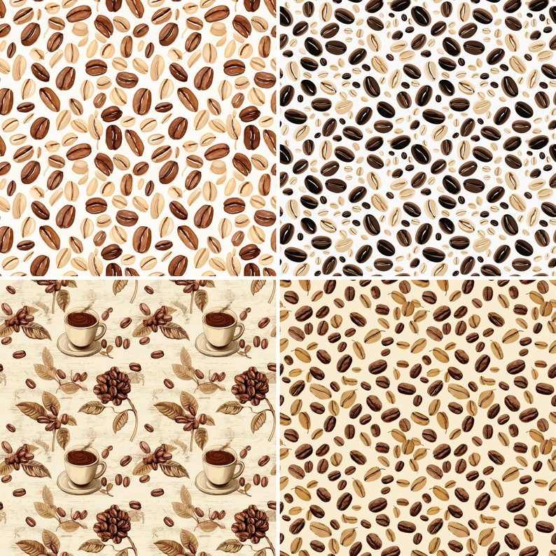 Coffee Bean Digital Paper: 20 Seamless Patterns (digital Download) - Etsy