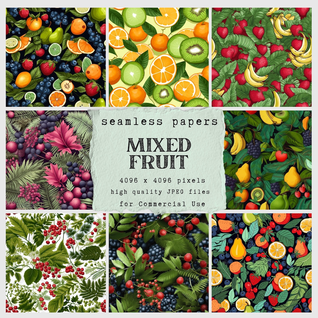 Mixed Fruit Digital Paper - Seamless Papers for Crafts and Commercial ...