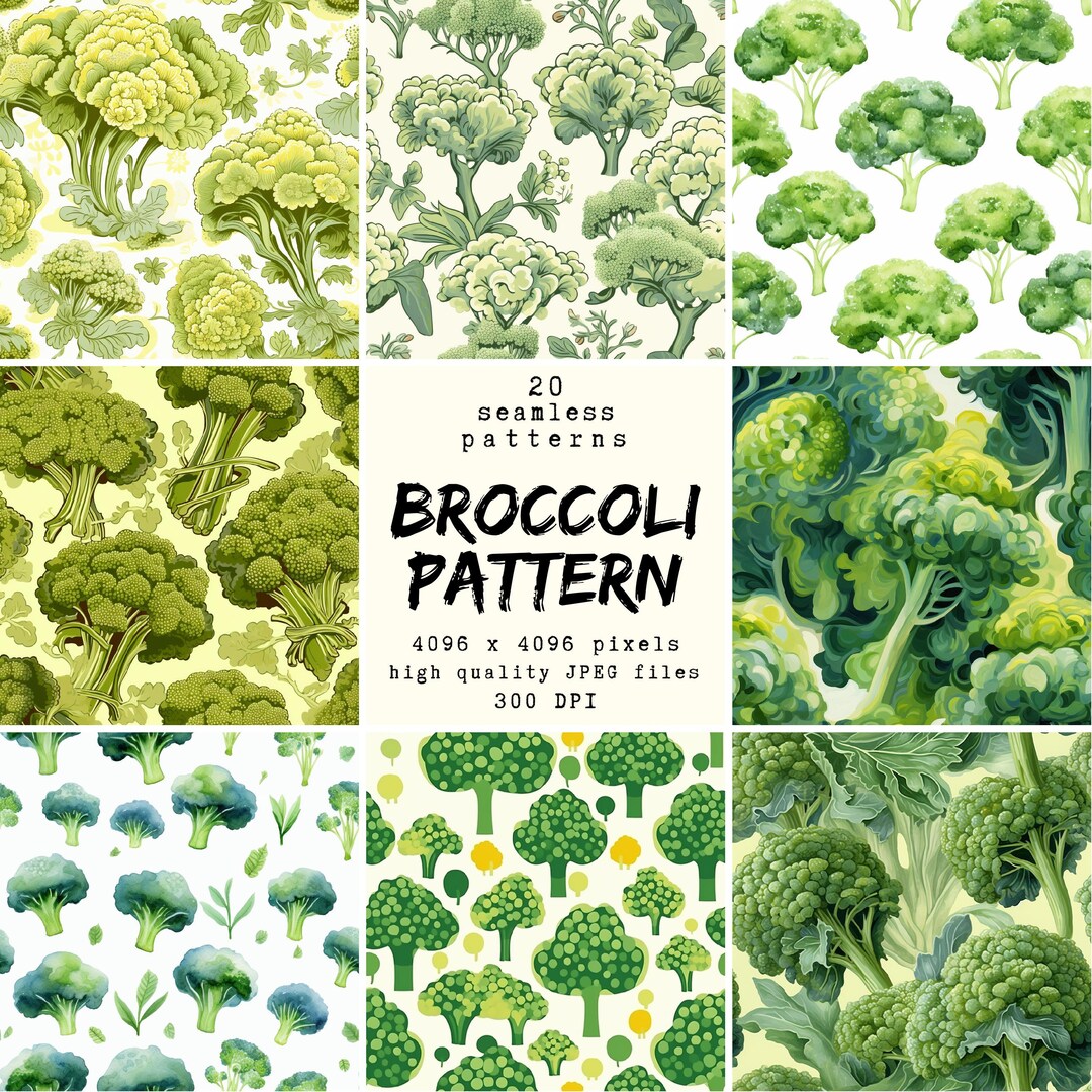 Broccoli - Digital Paper - 20 Seamless Patterns for Crafts and ...