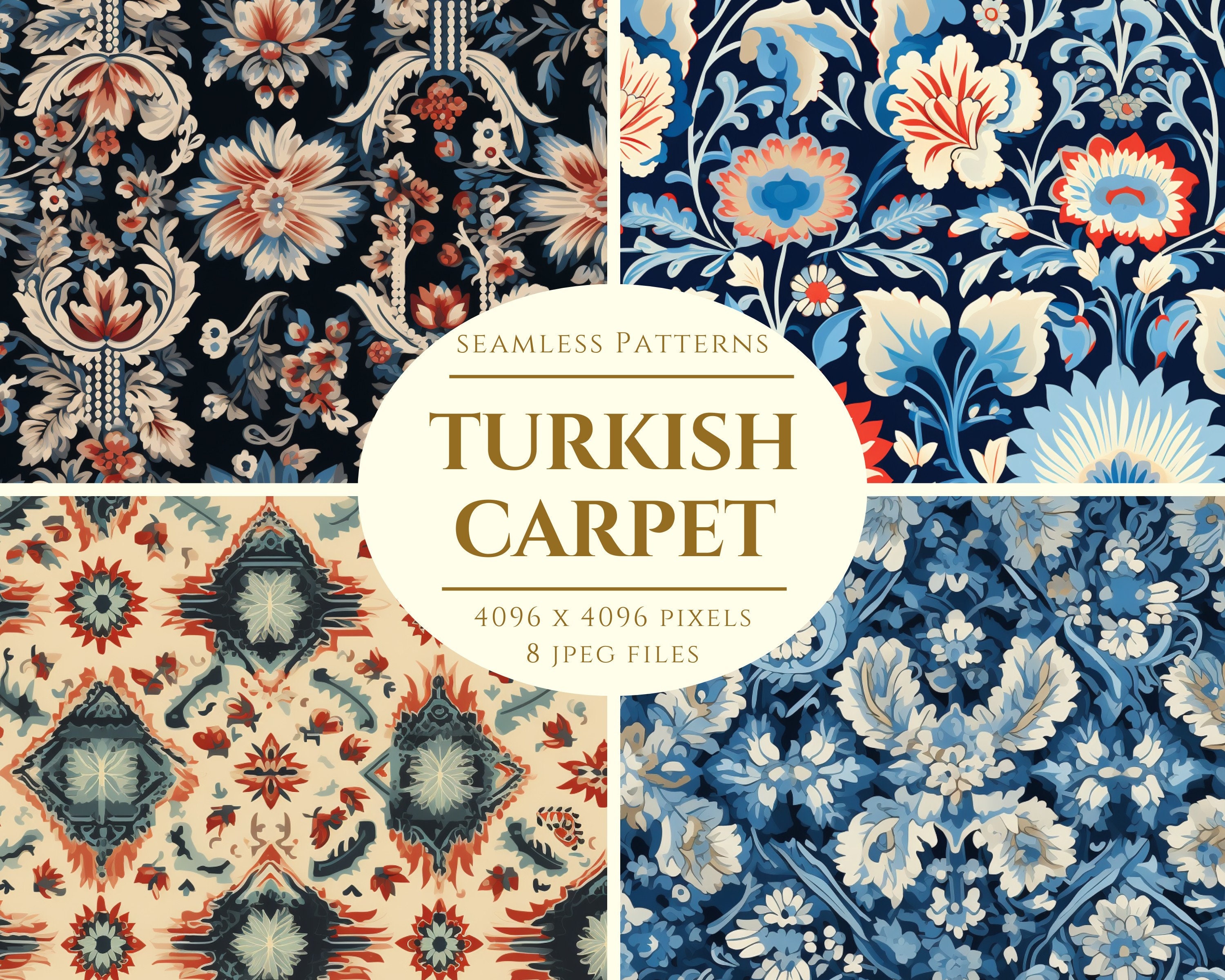 Turkish Carpet Digital Paper: Seamless Anatolian Pattern (JPEG) - Etsy