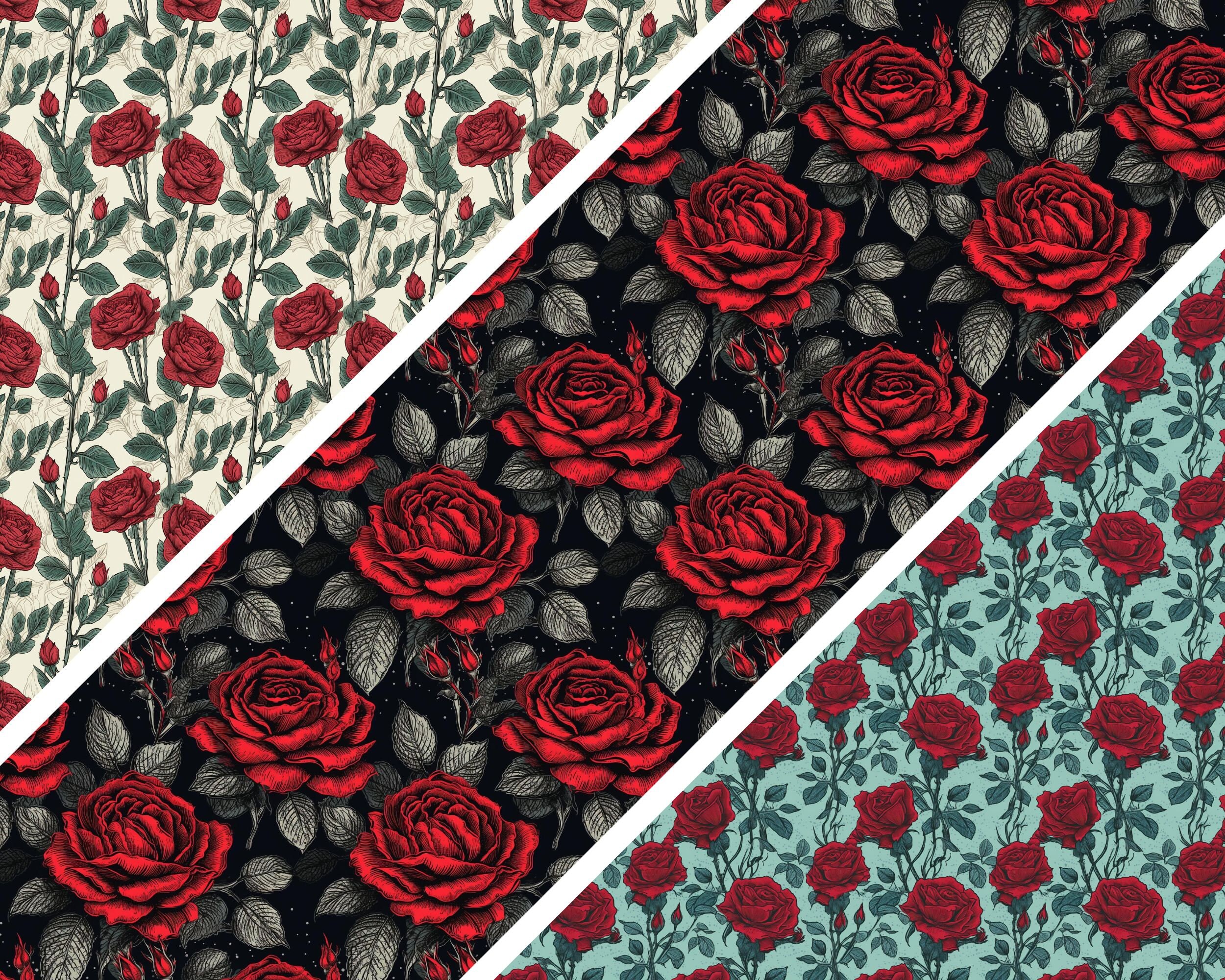 Red Roses Pattern Digital Paper Seamless Papers for Crafts and ...