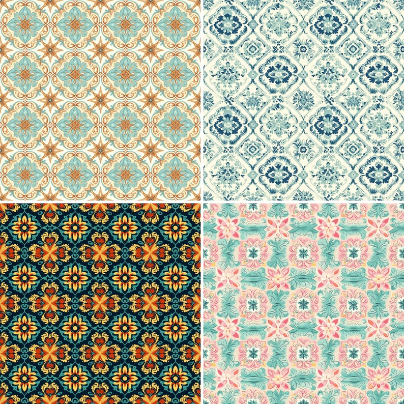 Indian Tile Pattern Digital Paper: 20 Seamless Designs (digital ...