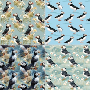 Puffin Bird Pattern - Digital Paper - 20 Seamless Patterns for Crafts ...