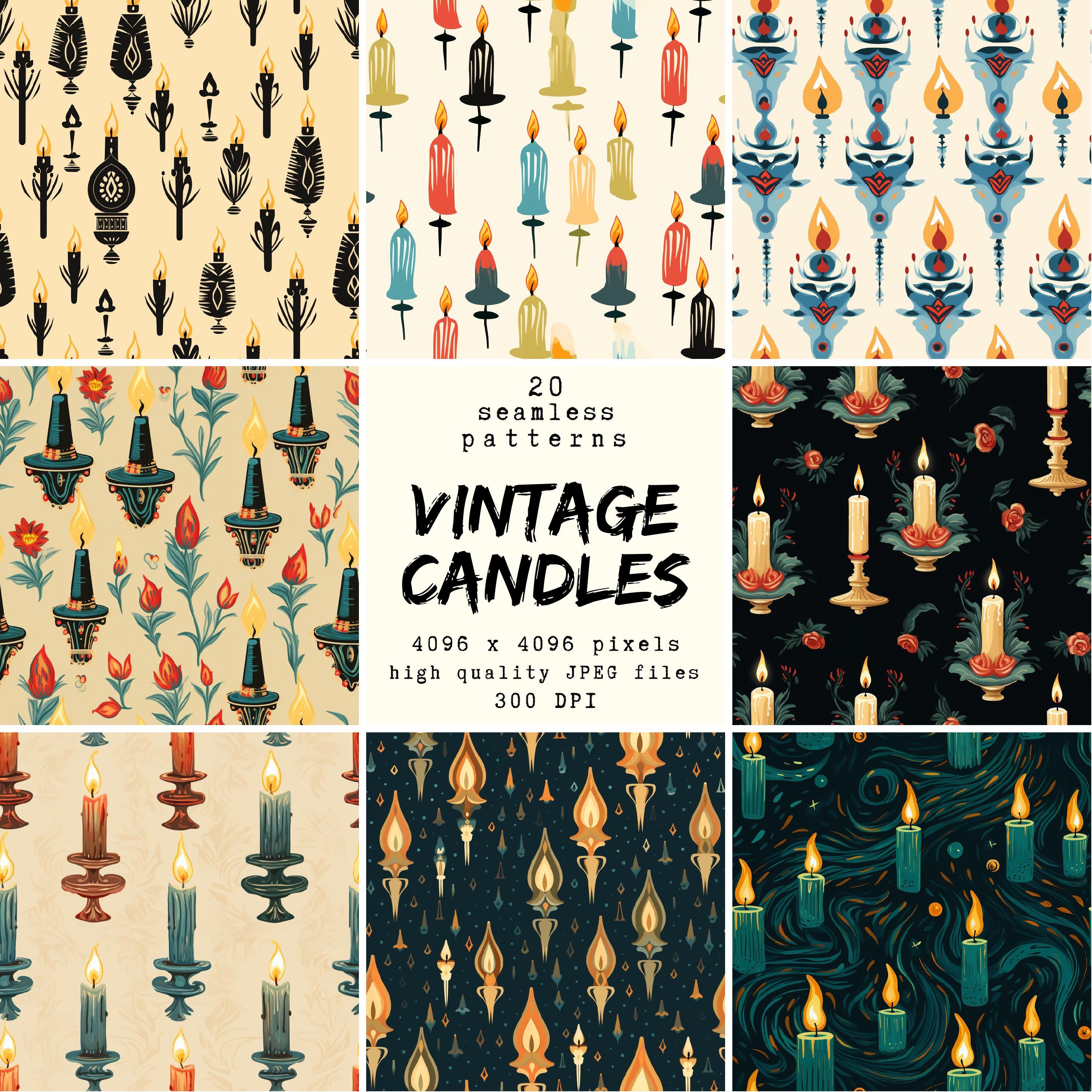 Vintage Candles Digital Paper 20 Seamless Patterns for Crafts and ...
