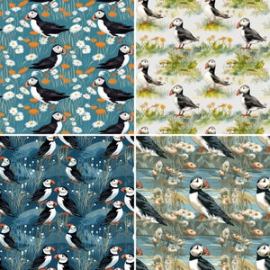 Puffin Bird Pattern - Digital Paper - 20 Seamless Patterns for Crafts ...