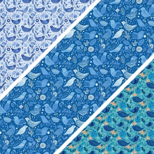 Blue Bird Pattern Digital Paper: Minimalist Seamless Design (digital ...