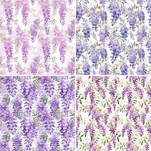 Watercolor Wisteria Pattern - Digital Paper - 20 Seamless Patterns for ...