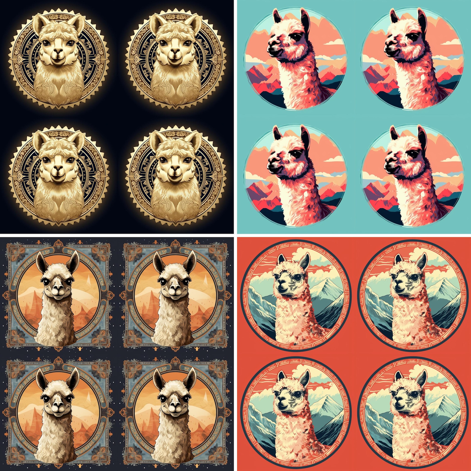 Alpaca Graphic Digital Paper 20 Seamless Patterns for Crafts and ...