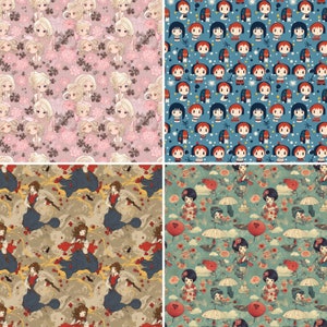 Anime Style Digital Paper: 20 Seamless Patterns (digital Download) - Etsy