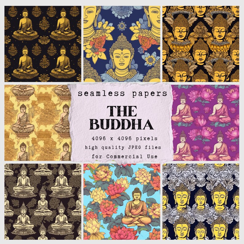 The Buddha Pattern Digital Paper Seamless Papers for Crafts - Etsy