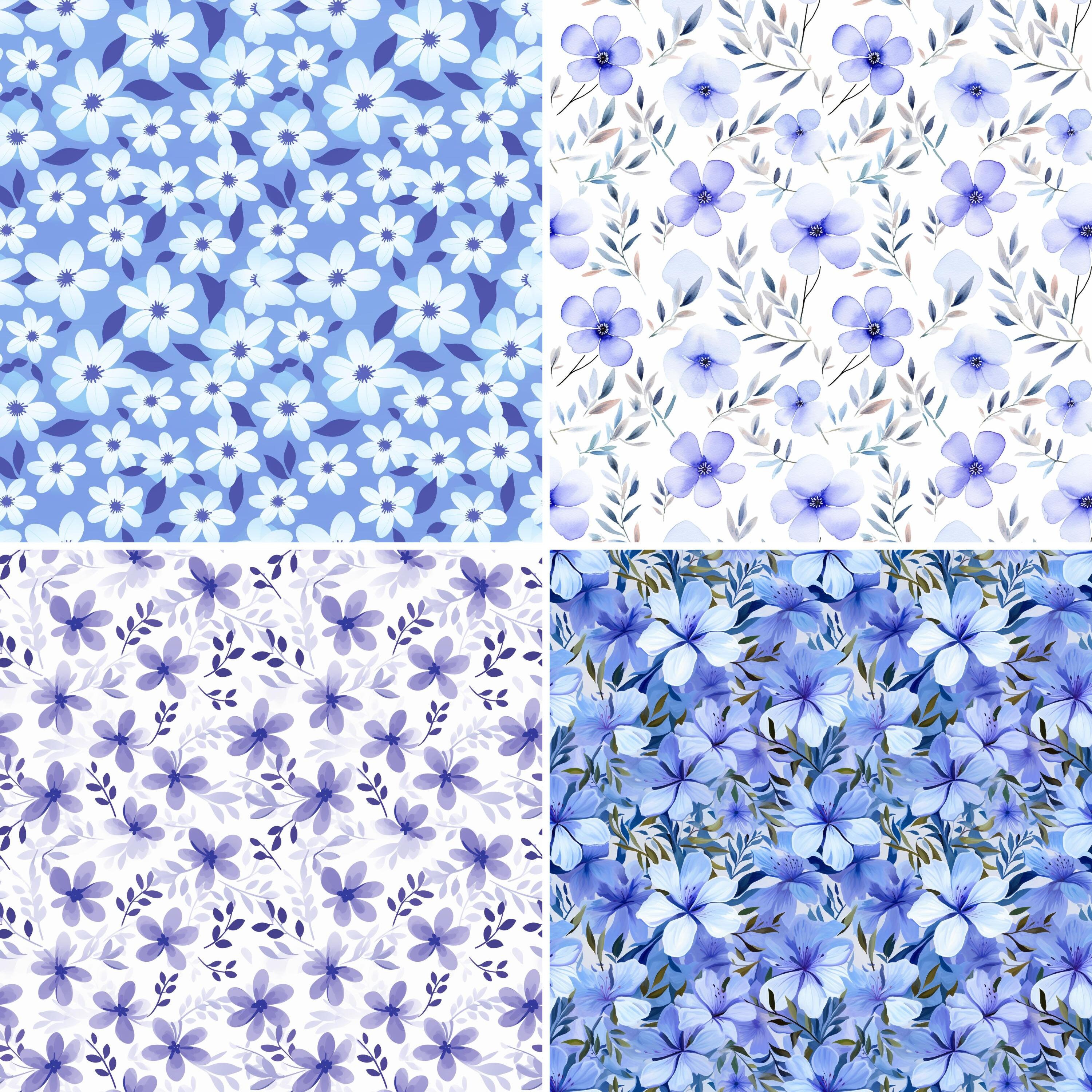 Periwinkle Flower Digital Paper: 20 Seamless Patterns (digital Download ...