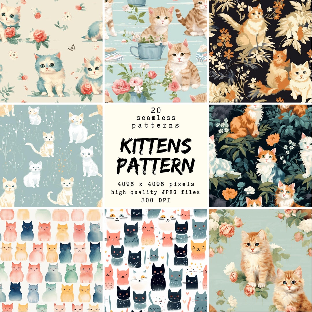 Kittens Pattern: 20 Seamless Digital Papers (print Ready) - Etsy