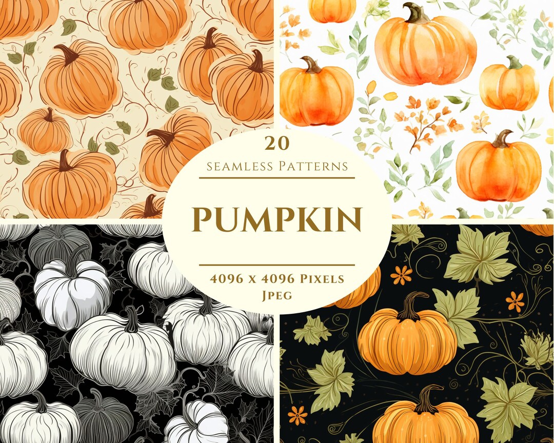Pumpkin - Digital Paper - 20 Seamless Patterns for Crafts and ...