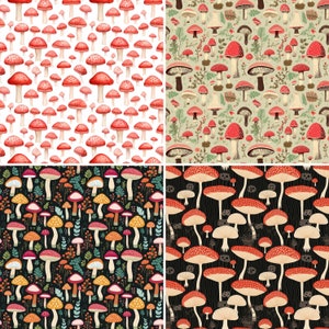 Mushroom Pattern - Digital Paper - 20 Seamless Patterns for Crafts and ...
