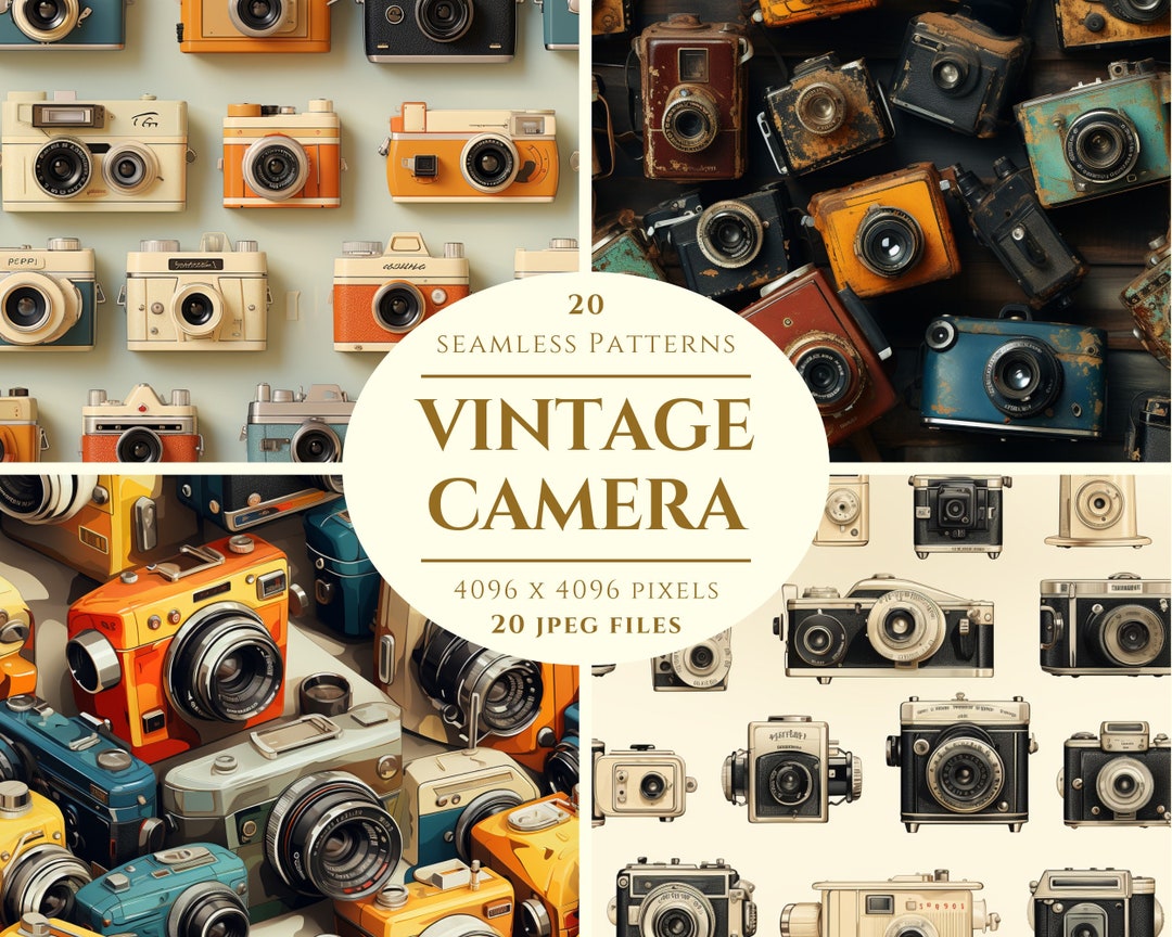 Vintage Camera Digital Paper: 20 Seamless Patterns (digital Download ...