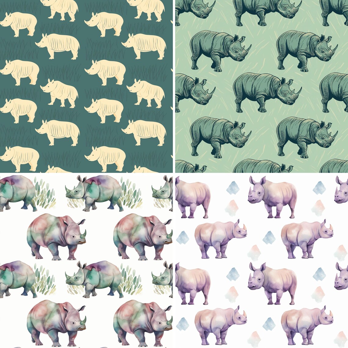 Rhino Pattern - Digital Paper - 20 Seamless Patterns for Crafts and ...