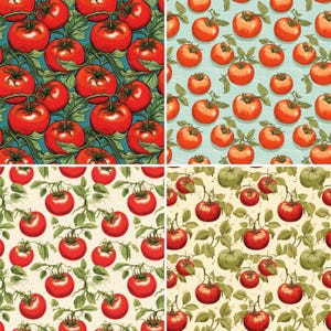 Retro Tomato Pattern - Digital Paper - 20 Seamless Patterns for Crafts ...