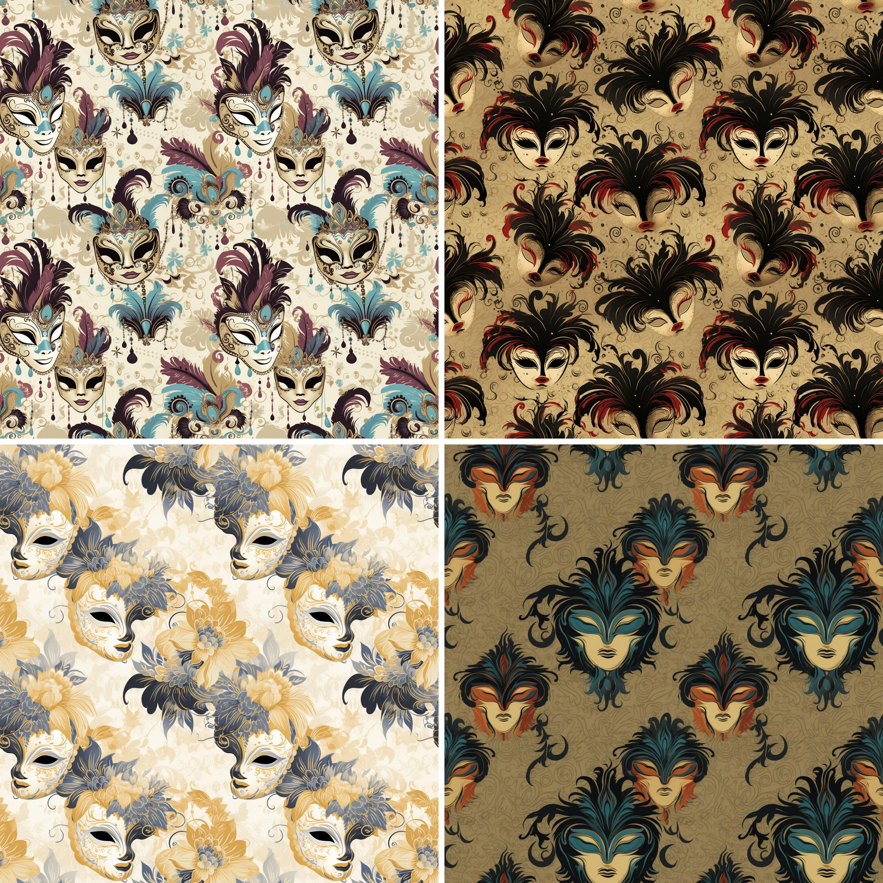 Masquerade Ball Digital Paper: 20 Seamless Patterns (digital Download ...