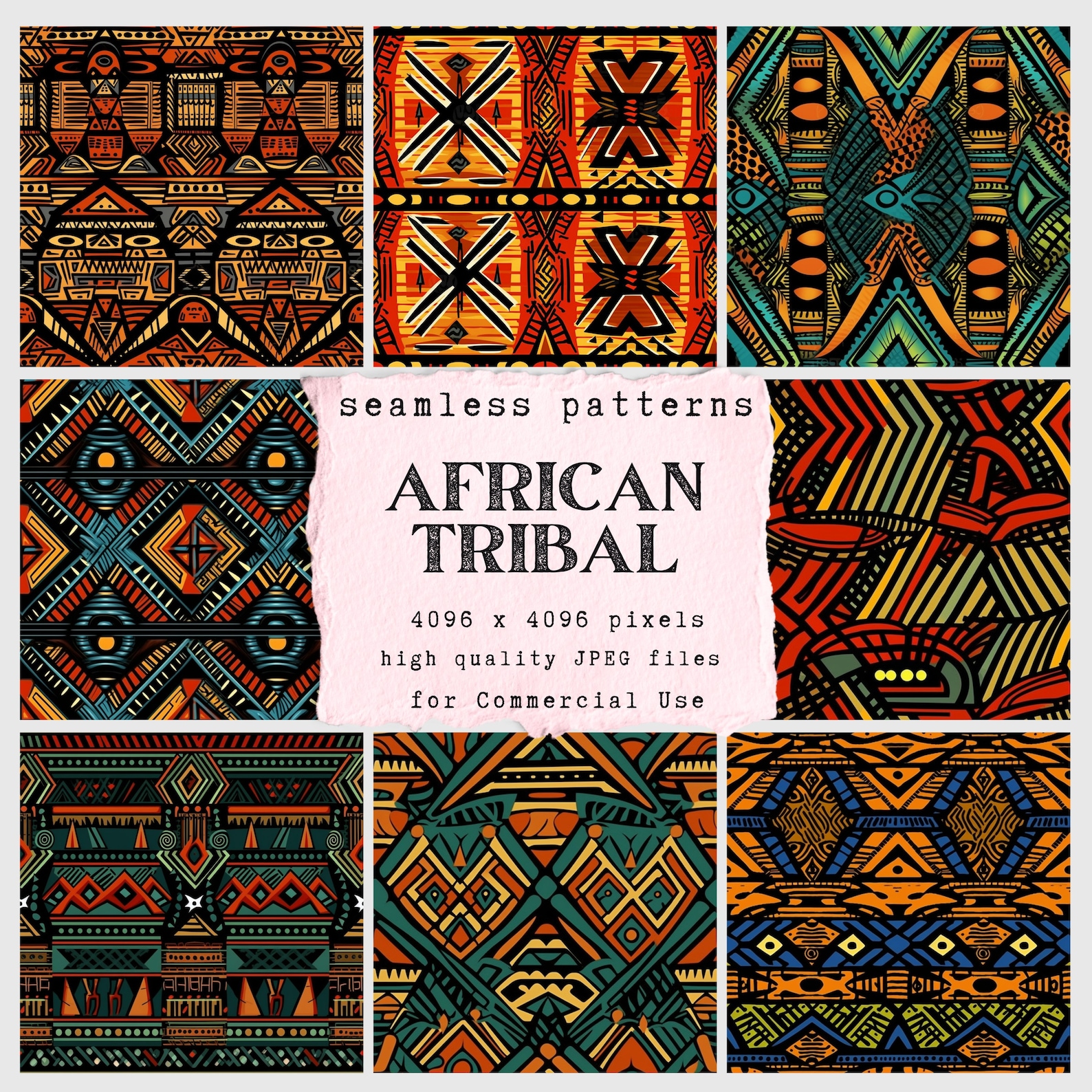 African Tribal Pattern Digital Paper: Seamless Print Designs (JPEG) - Etsy