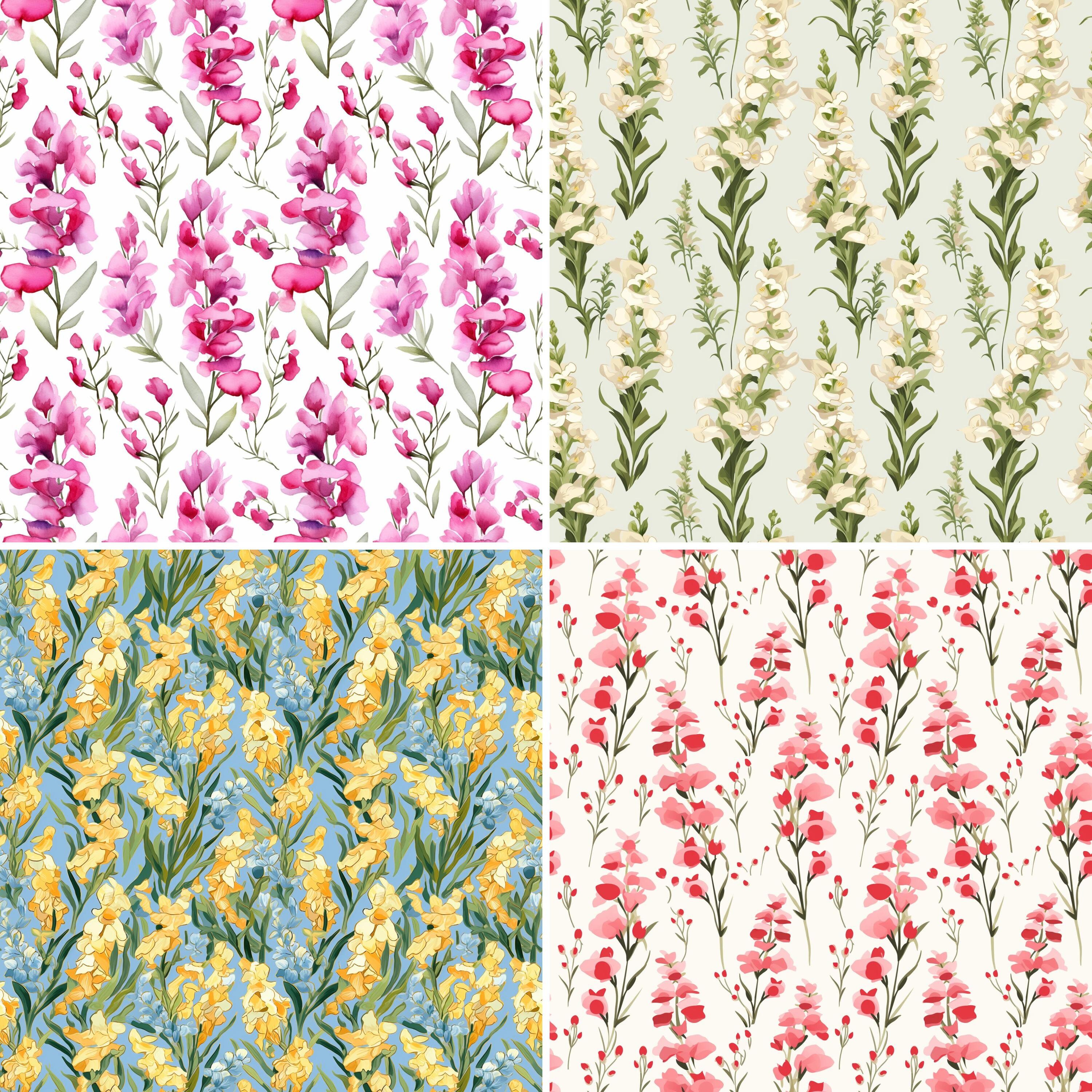 Snapdragon Flower Digital Paper: 20 Seamless Patterns (digital Download ...