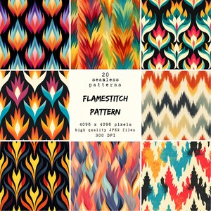 Flamestitch Pattern - Digital Paper - 20 Seamless Patterns for Crafts ...