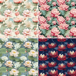 Lotus Flower Digital Paper: 20 Seamless Patterns (print Ready) - Etsy