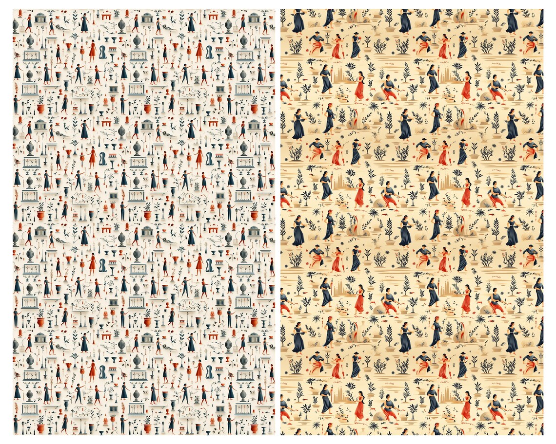 Roman Figures Digital Paper: Seamless Ancient Rome Patterns (JPEG) - Etsy