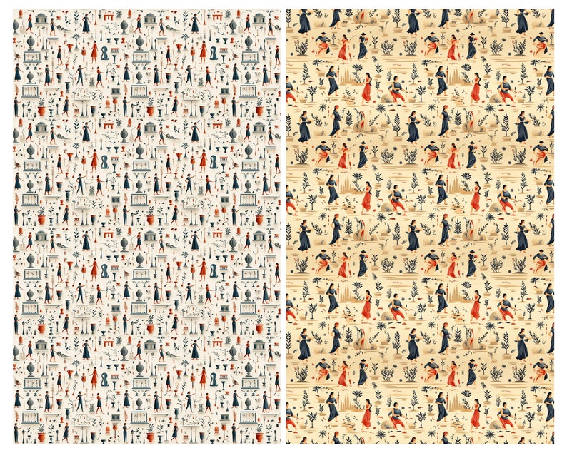 Roman Figures Digital Paper: Seamless Ancient Rome Patterns (JPEG) - Etsy