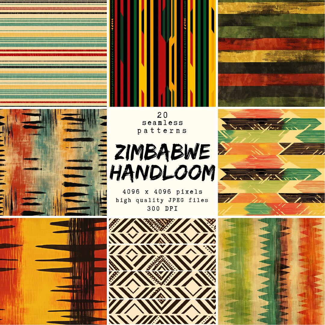 Zimbabwe Handloom - Digital Paper - 20 Seamless Patterns for Crafts and ...