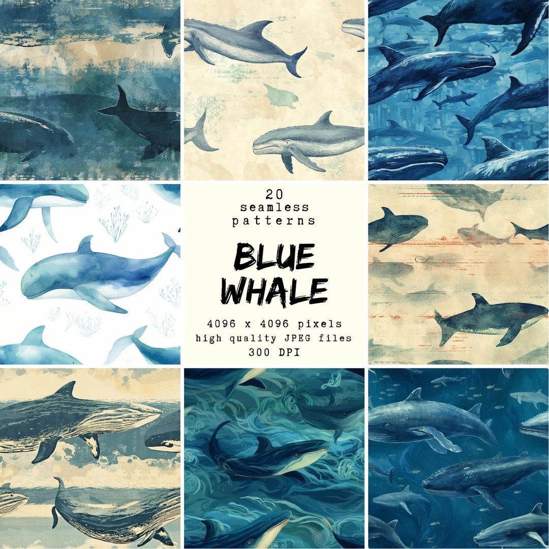 Blue Whale Digital Paper: 20 Seamless Patterns (digital Download) - Etsy