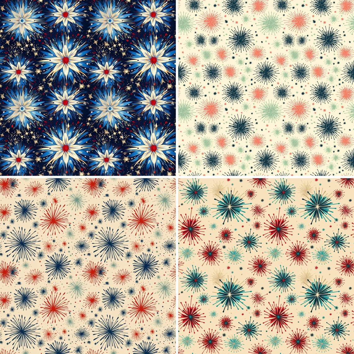 Fireworks Pattern - Digital Paper - 20 Seamless Patterns for Crafts and ...