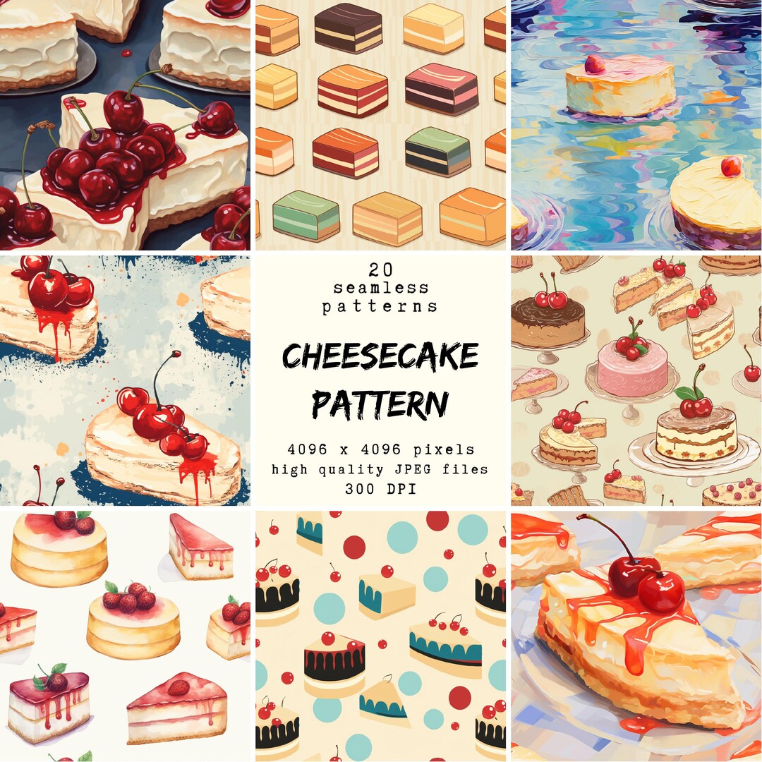 Cheesecake Pattern - Digital Paper - 20 Seamless Patterns for Crafts ...