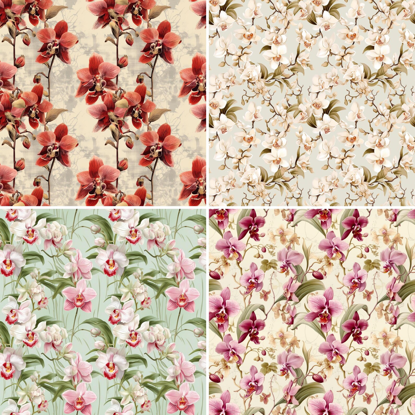 Orchid Oil-paint Pattern: 20 Seamless Digital Papers (POD) - Etsy