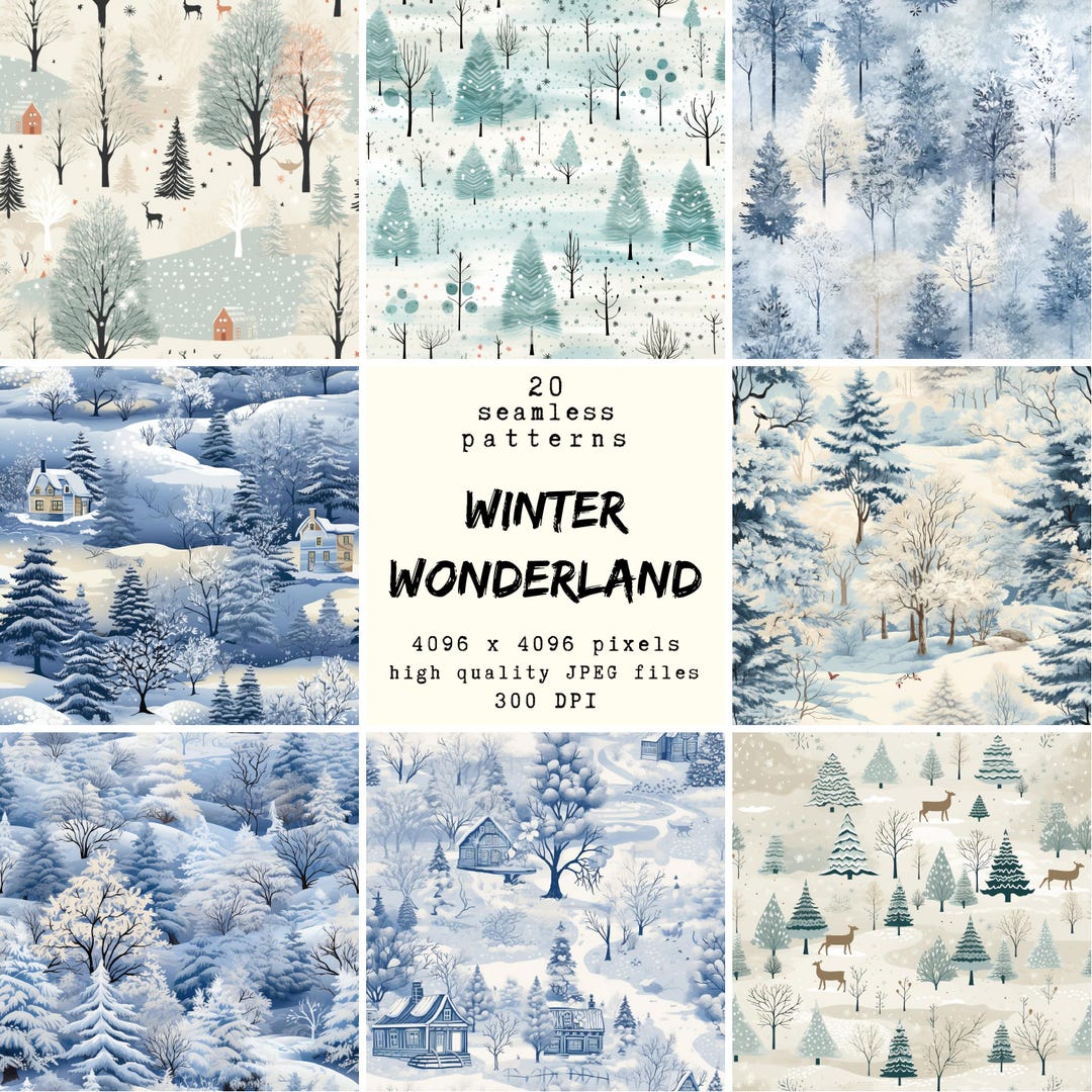 Winter Wonderland Pattern - Digital Paper - 20 Seamless Patterns for ...