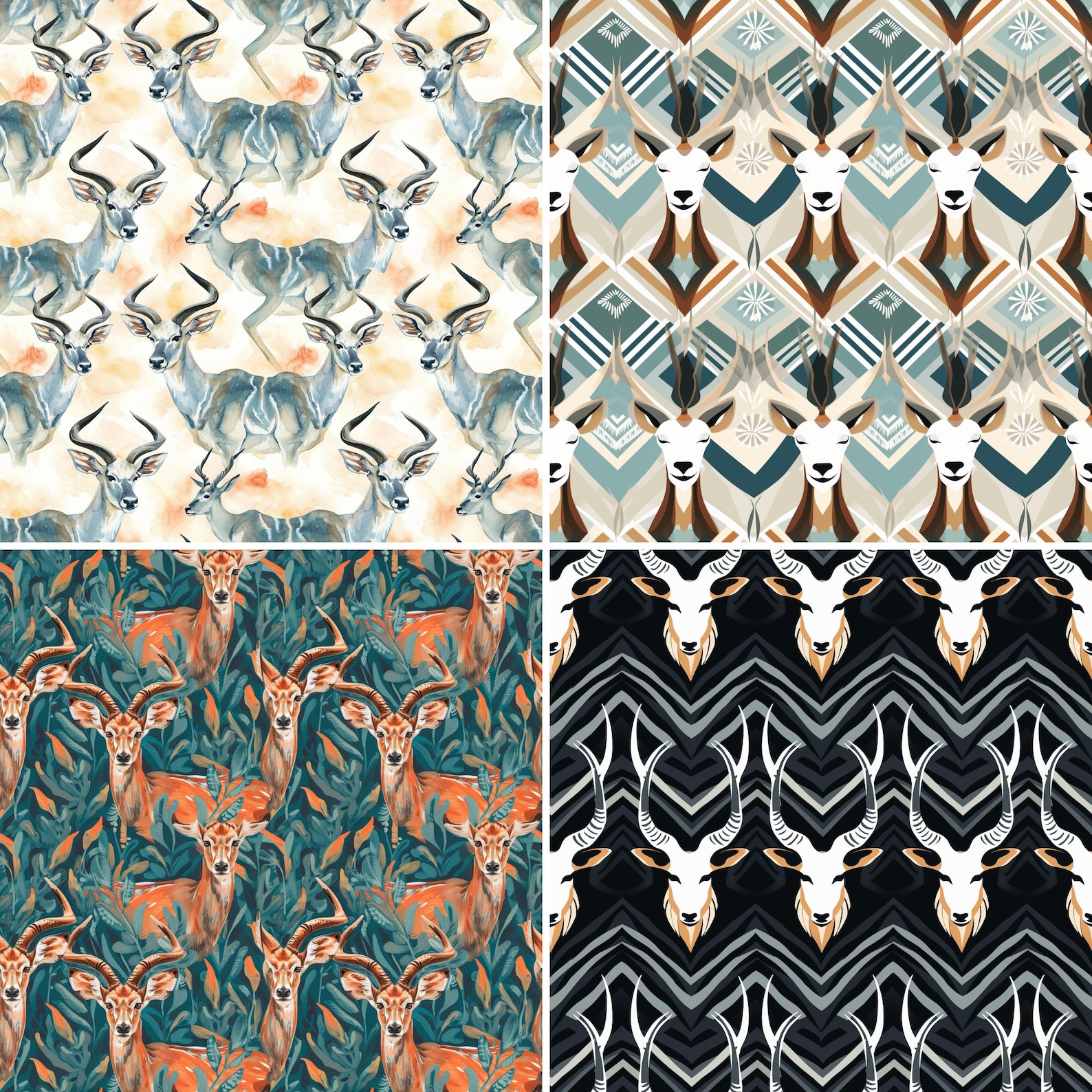 Kudu Pattern Digital Paper 20 Seamless Patterns for Crafts and Commercial Use, Print Ready ...