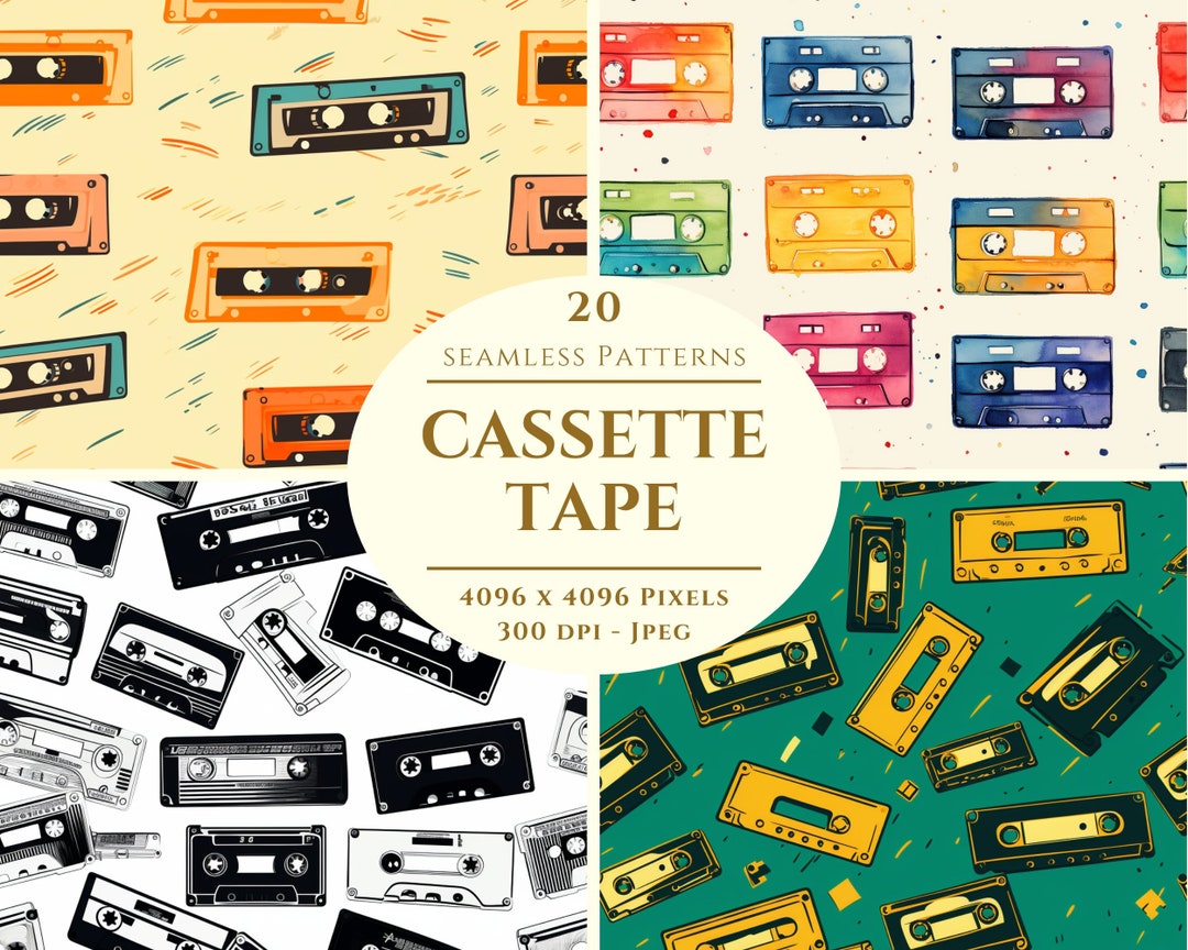 Cassette Tape Digital Paper: 20 Seamless Retro Patterns (JPEG) - Etsy
