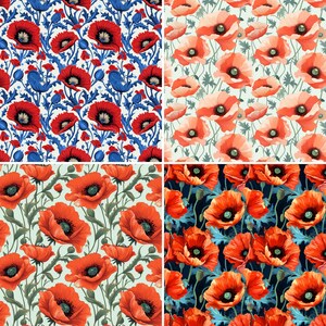 Poppy Flower - Digital Paper - 20 Seamless Patterns for Crafts and ...