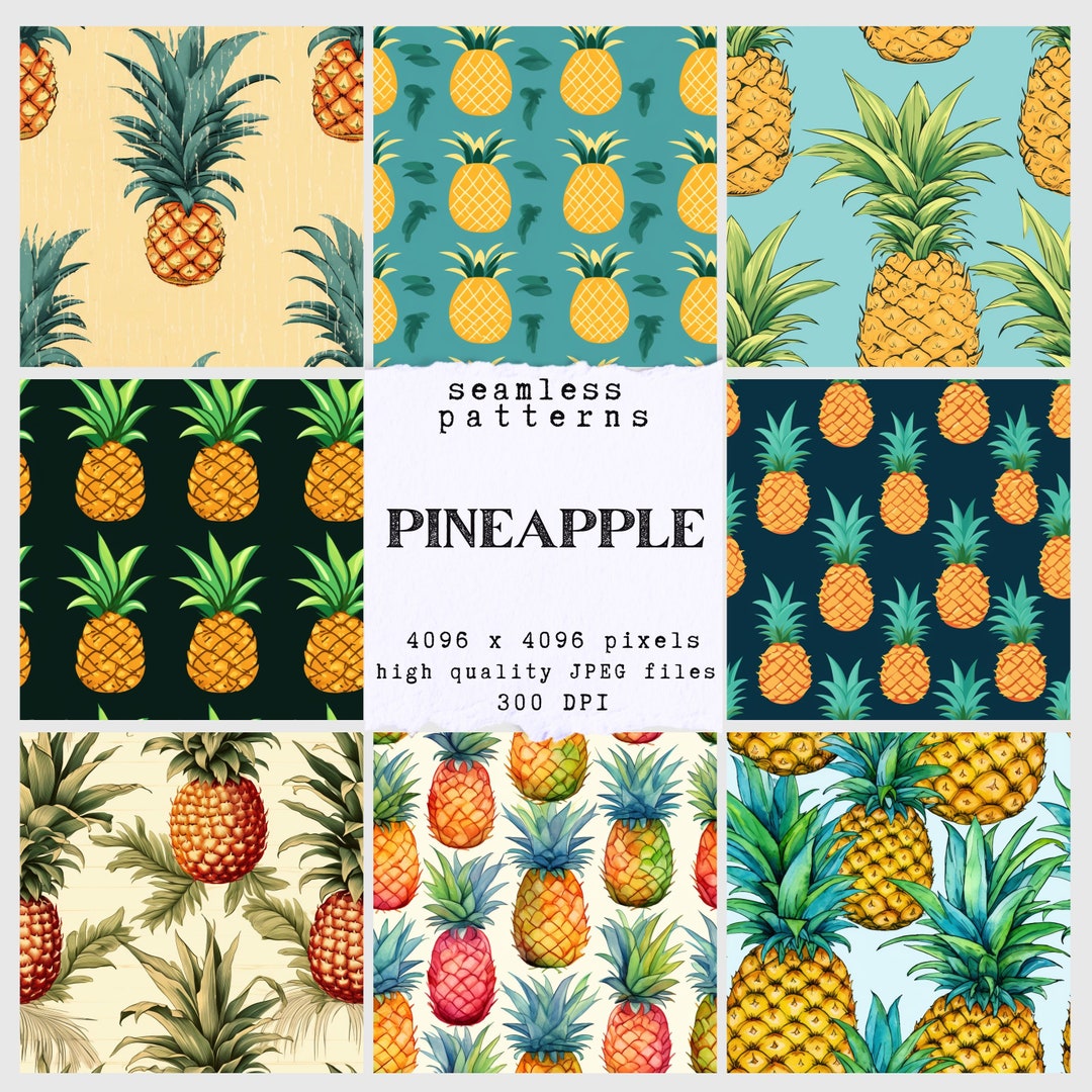 Pineapple Digital Paper: Seamless Tropical Patterns (JPEG) - Etsy