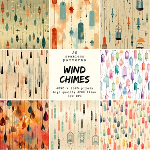 Wind Chimes Pattern - Digital Paper - 18 Seamless Patterns for Crafts and Commercial Use, Print ...