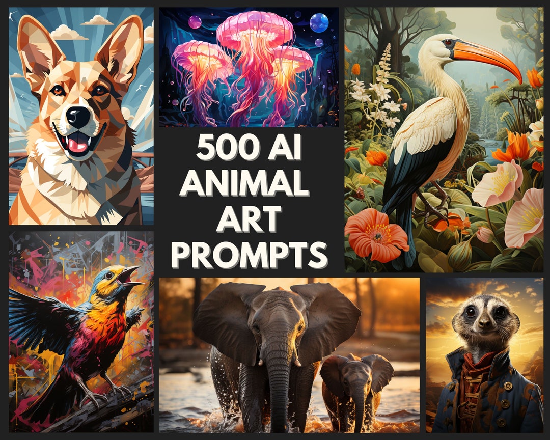 500 AI Animal Art Prompts Bird Art, Sea Creatures, Dog Art, Animal ...