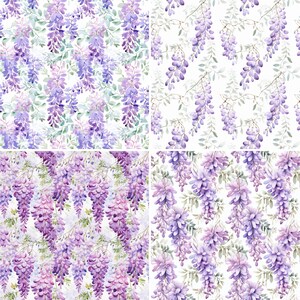 Watercolor Wisteria Pattern - Digital Paper - 20 Seamless Patterns for ...