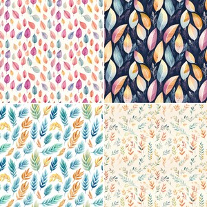 Watercolor Leaves Pattern - Digital Paper - 20 Seamless Patterns for ...