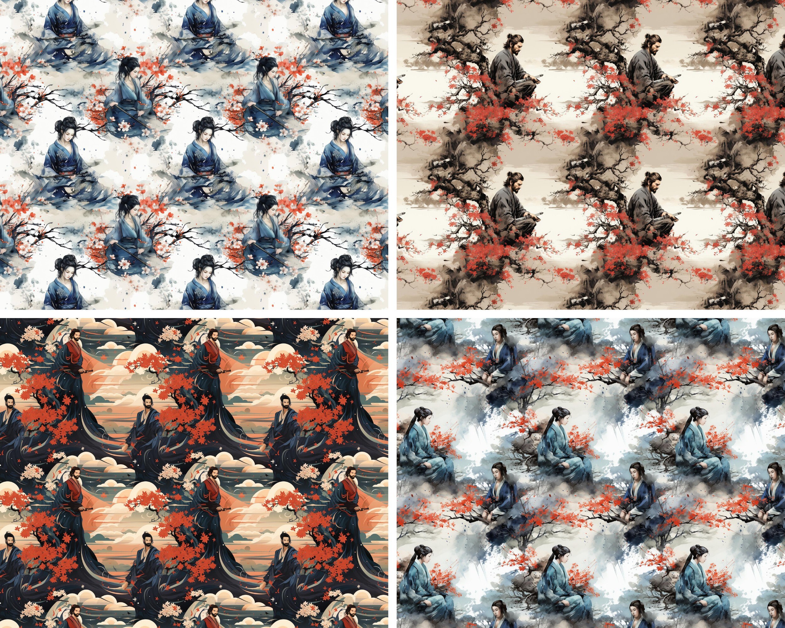 Samurai Digital Paper 20 Seamless Patterns for Crafts and - Etsy